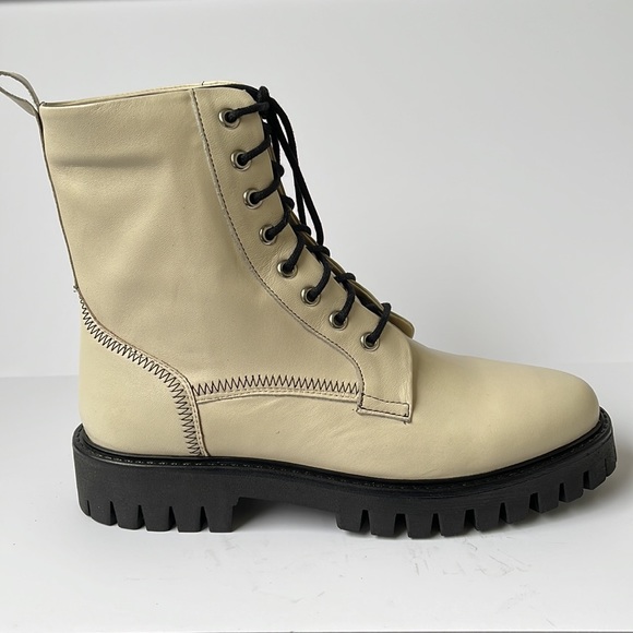 Asra | Shoes | Asra Billie Laceup Combat Boots Bone Leather Chunky Lug ...